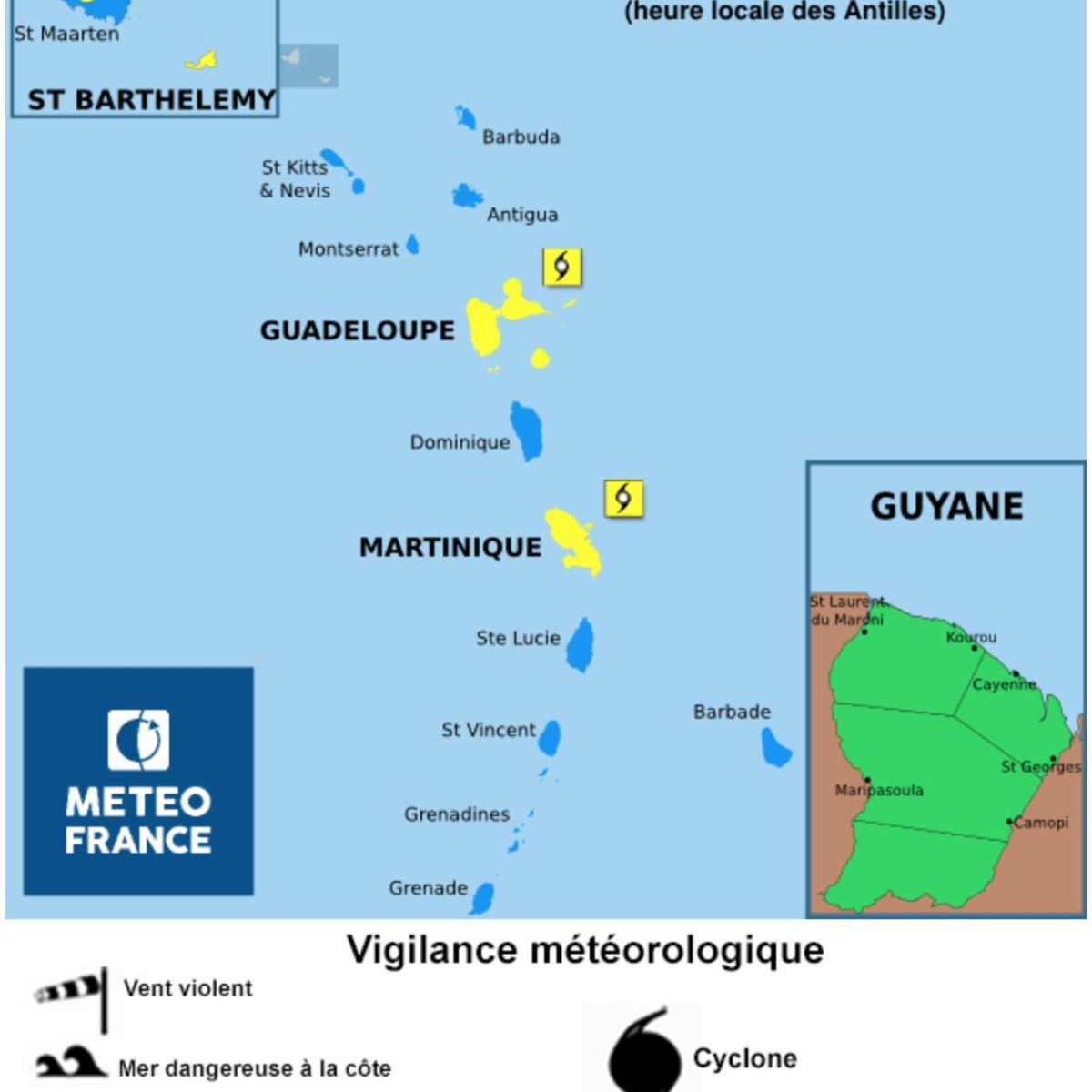 La Martinique, la Guadeloupe et Saint-Martin en vigilance Jaune ...